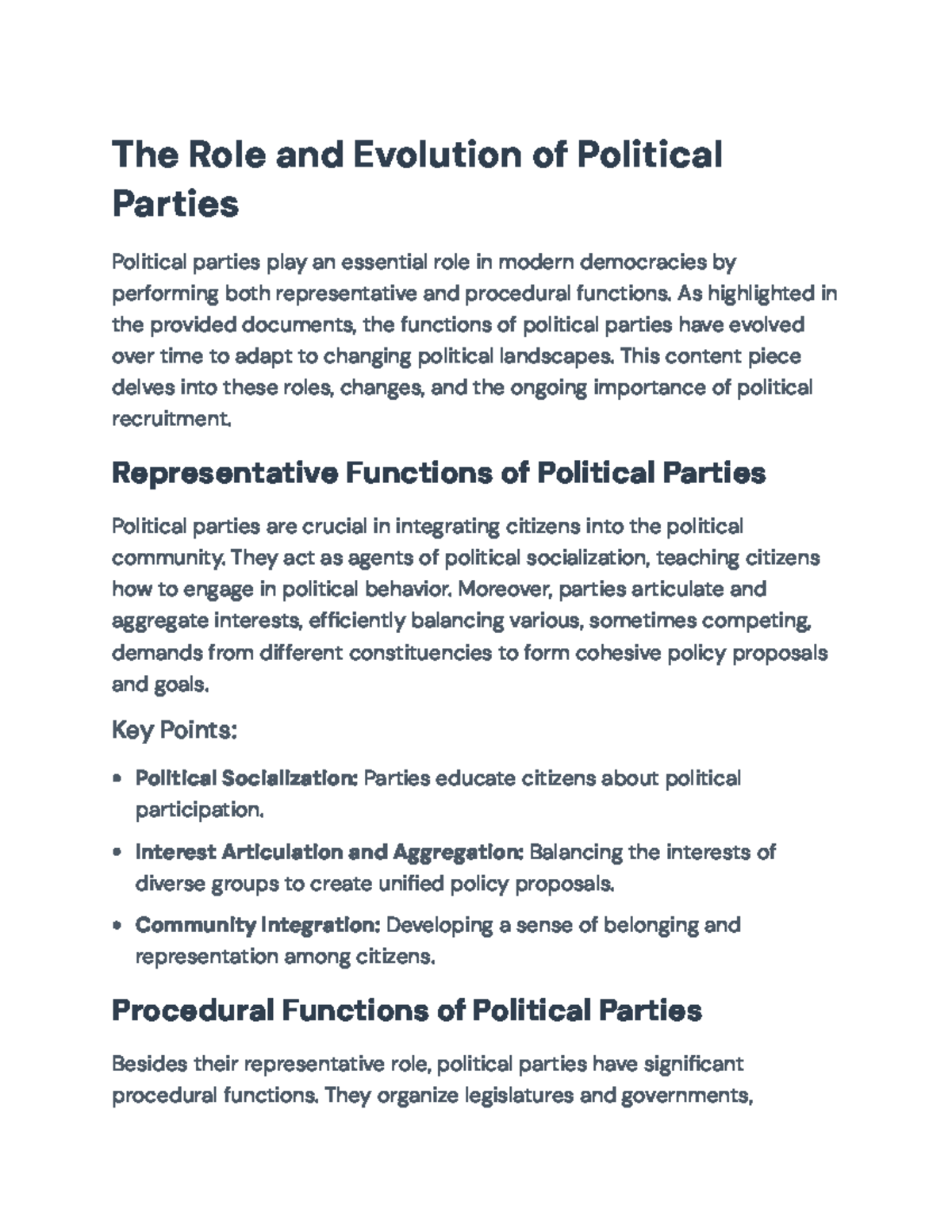 The Role and Evolution of Political Parties in Democracies - The Role ...