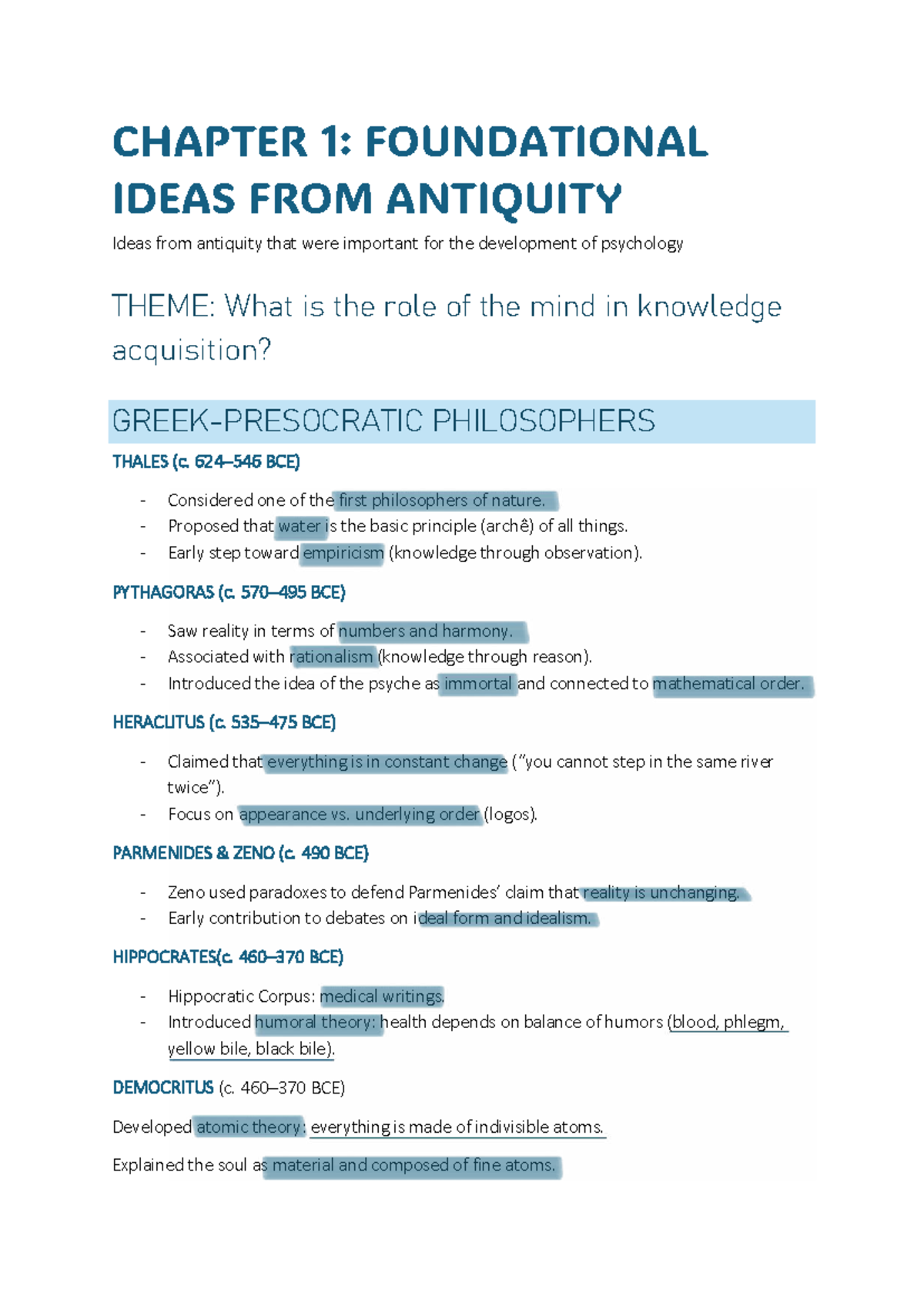 CHAPTER 1: FOUNDATIONAL IDEAS IN PSYCHOLOGY (PSY 101) - Studeersnel