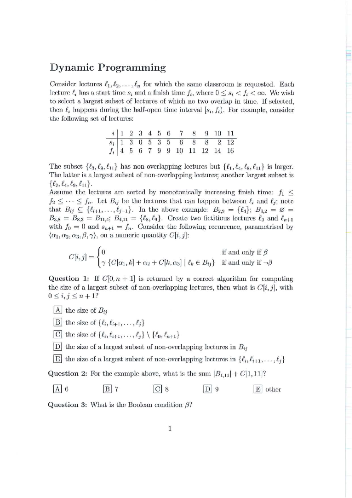 Dynamic Programming & Disjoint Sets: 2025 Full Test Review - Studocu