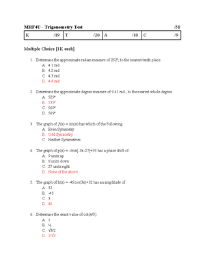 Unit 4 - Rational Functions - Summative Assessment V1 - 1. (K) For the ...
