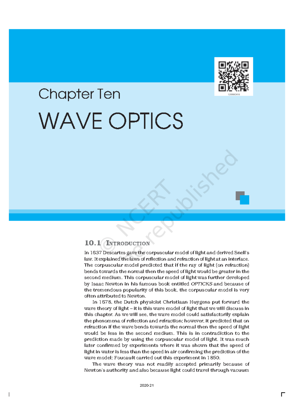 Open Wave Optics - Notes - 351 Wave Optics Chapter Ten WAVE OPTICS 10 ...