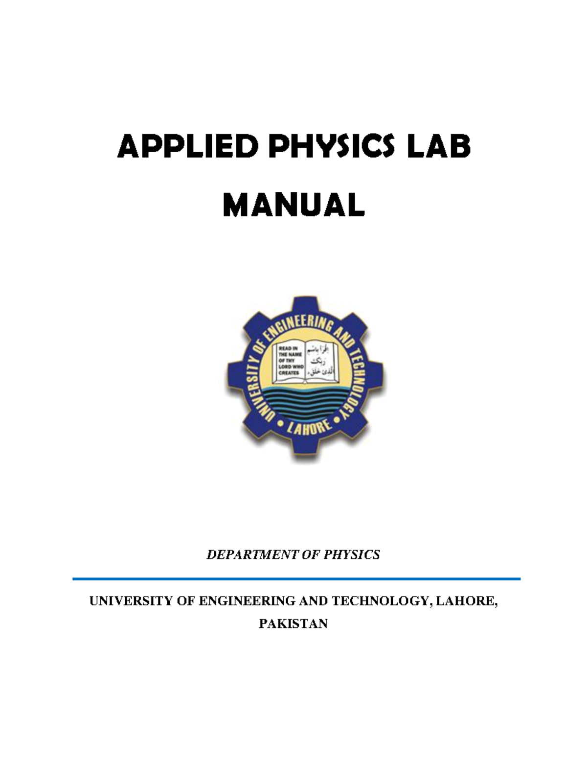 APPLIED PHYSICS LAB MANUAL (AP 101) - UNDERGRADUATE SESSION 2017 - Studocu