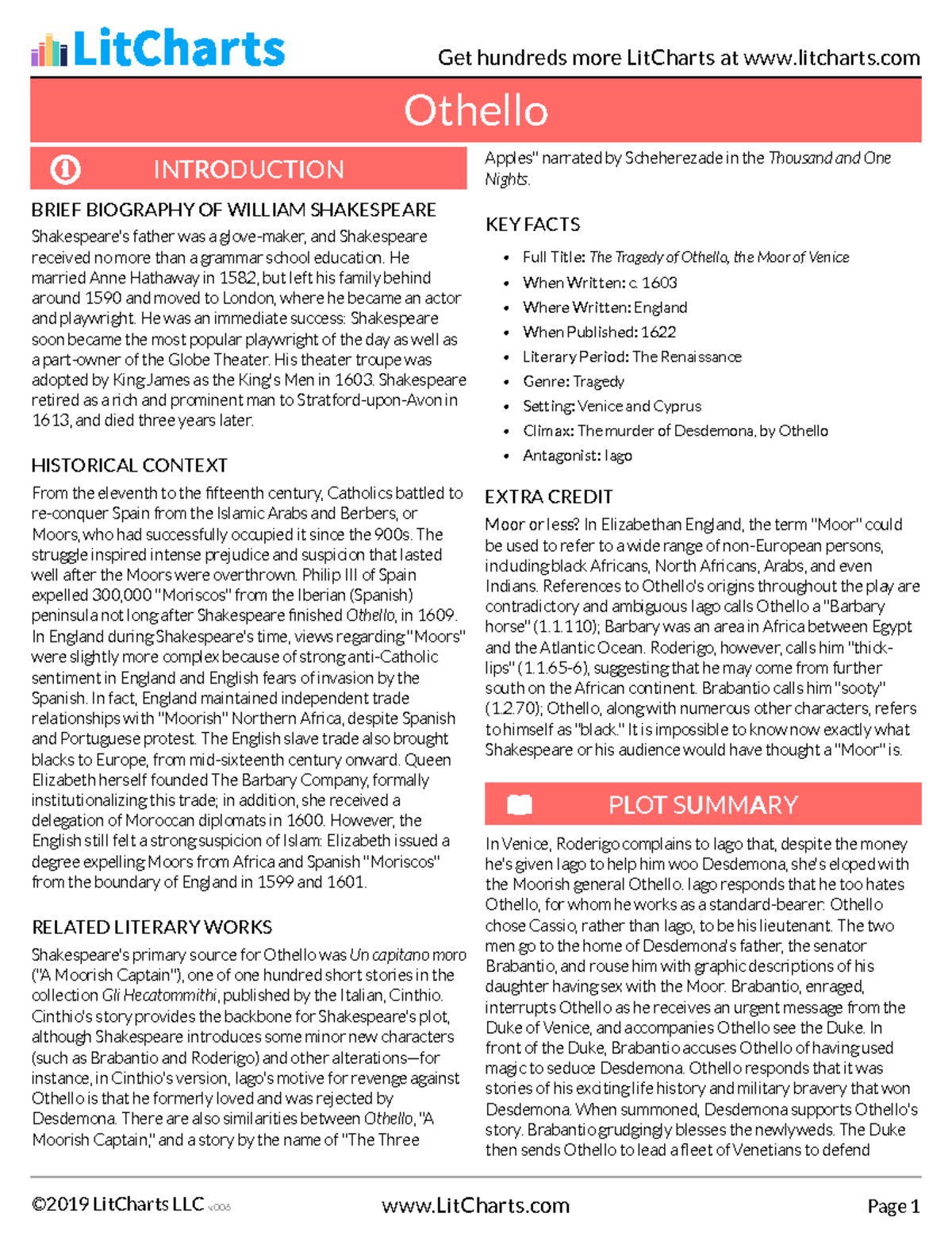Othello: A Comprehensive Study Guide for INTR 101 - Studocu