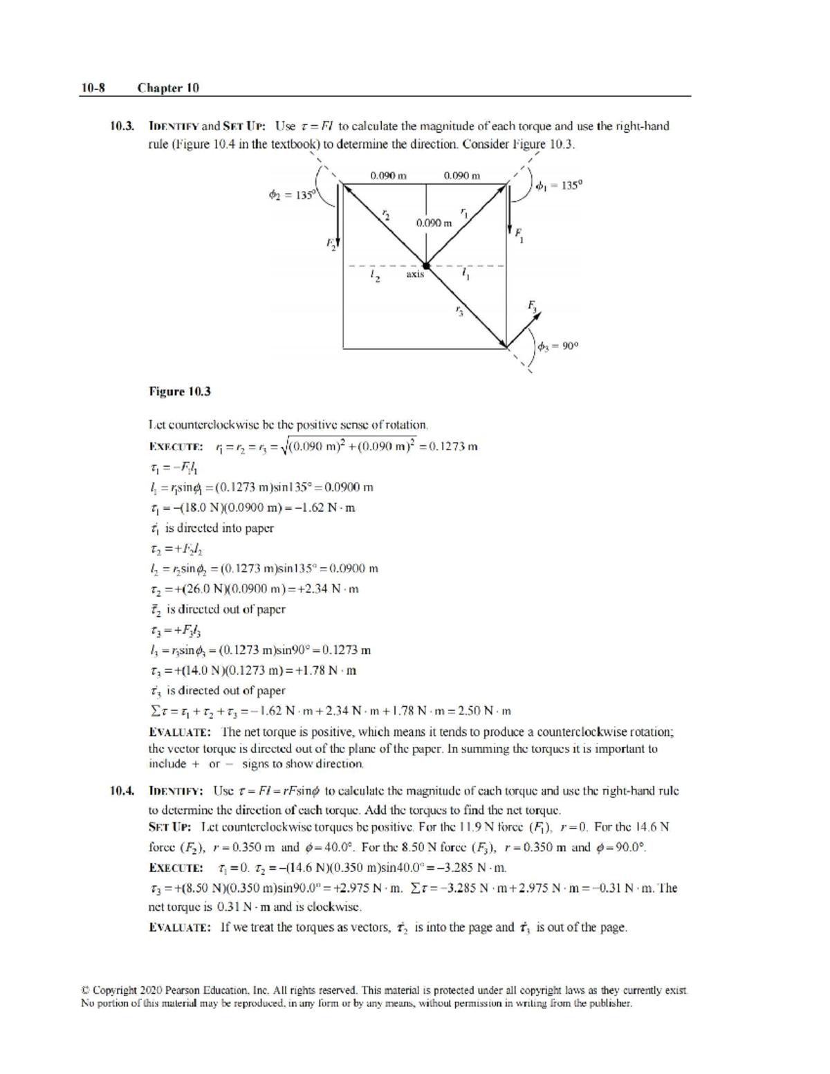 Chapter 10: Torque Calculations and Direction Analysis in University Physics - Studocu
