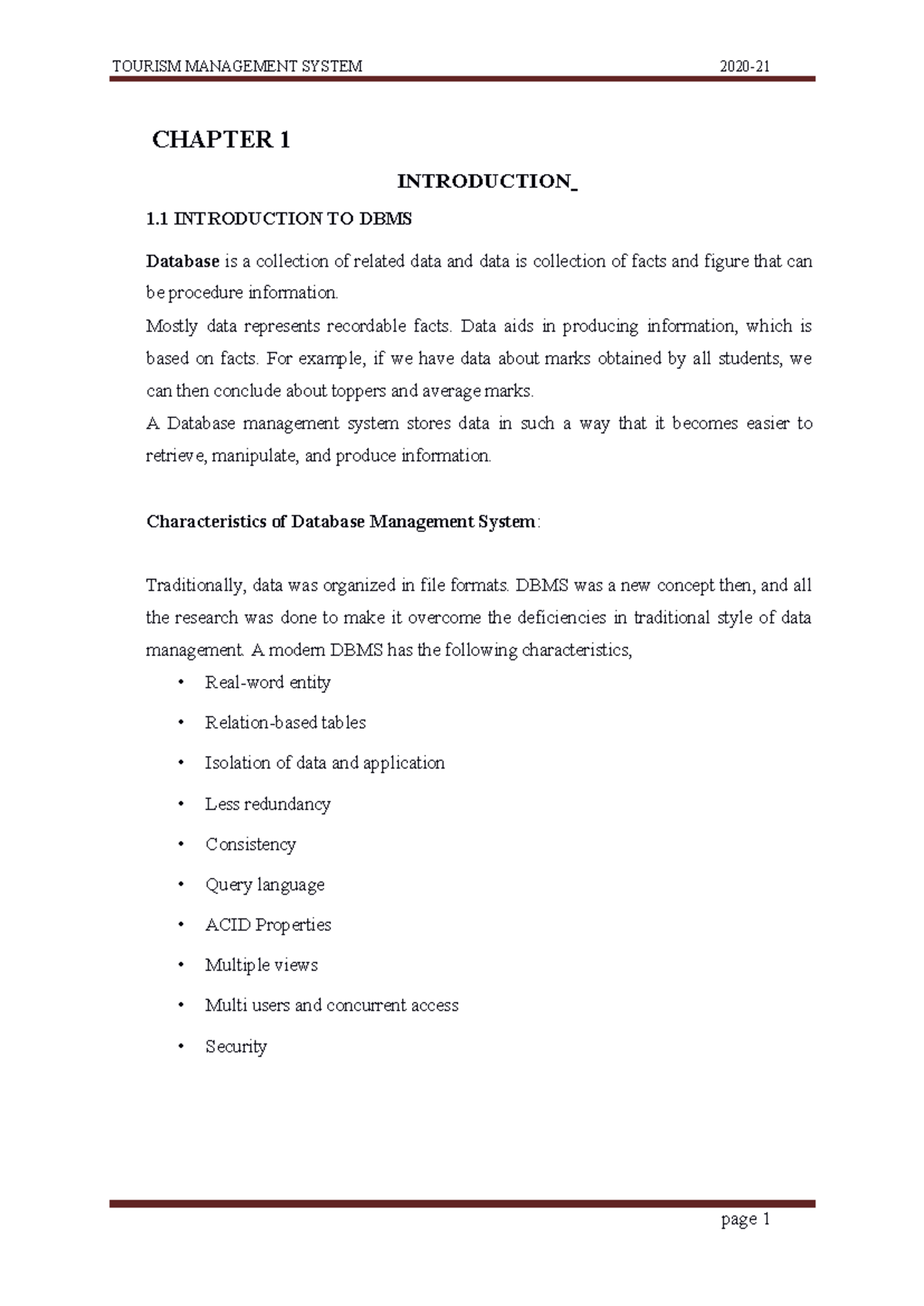 Project File - DBMS for Tourism Management System (TMS) - Studocu