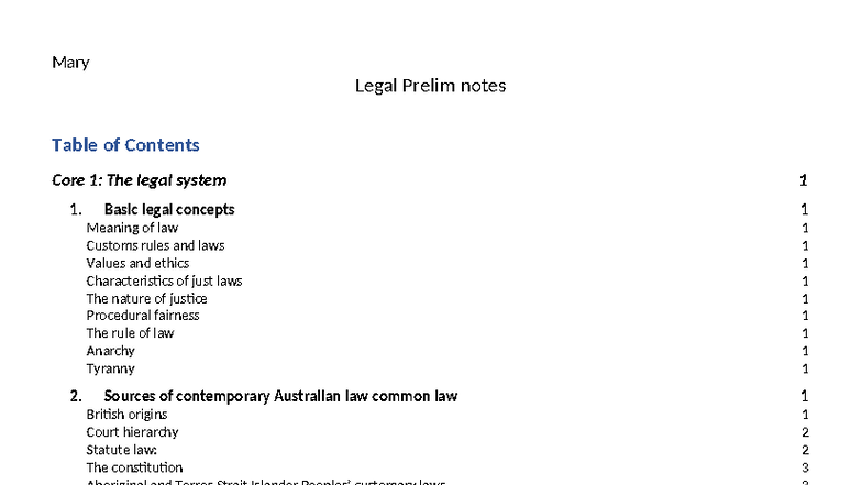 2020 LS - Legal Prelim Notes: Core Concepts and Law Reform - Studocu