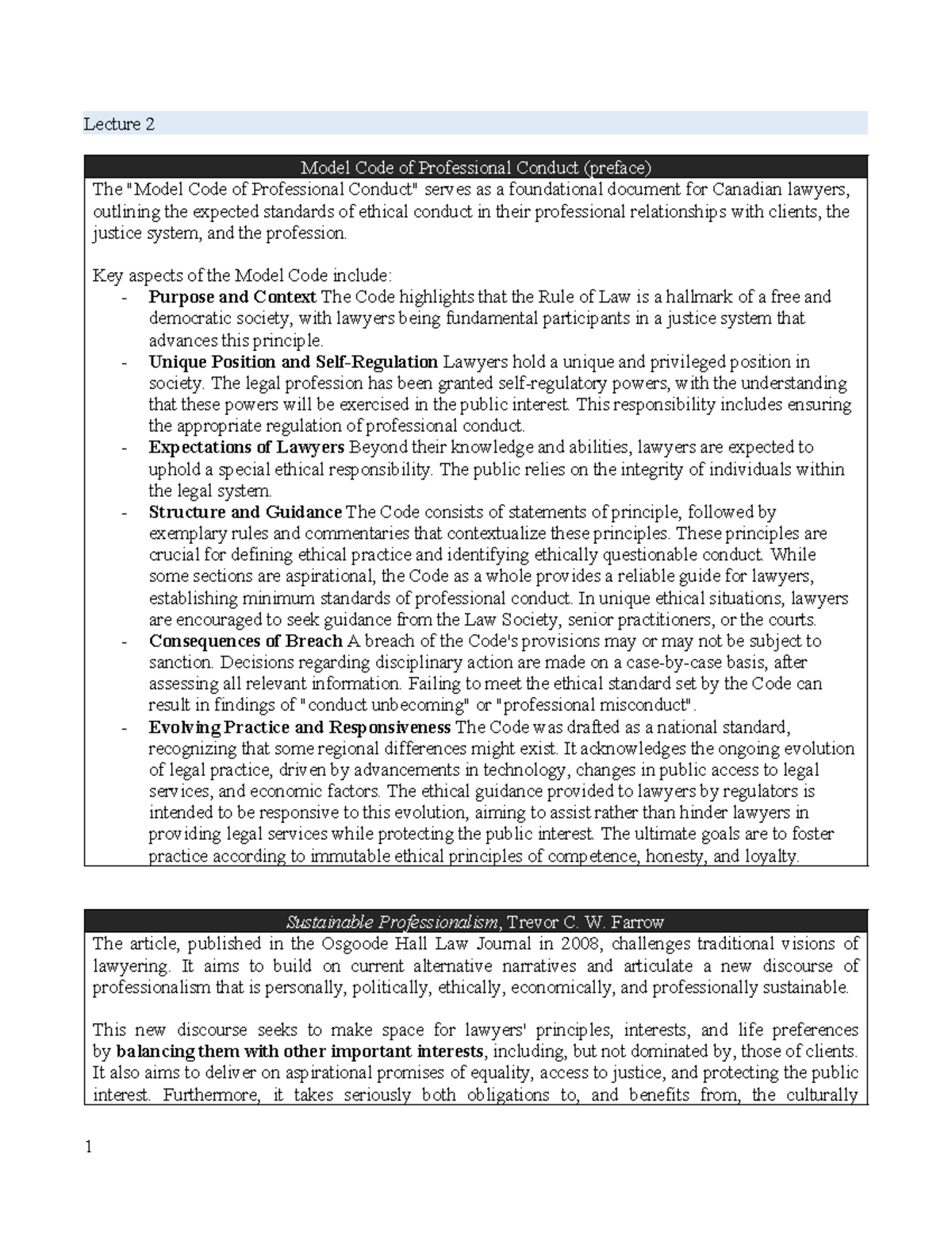Lecture 2: Model Code of Professional Conduct Overview and Key ...