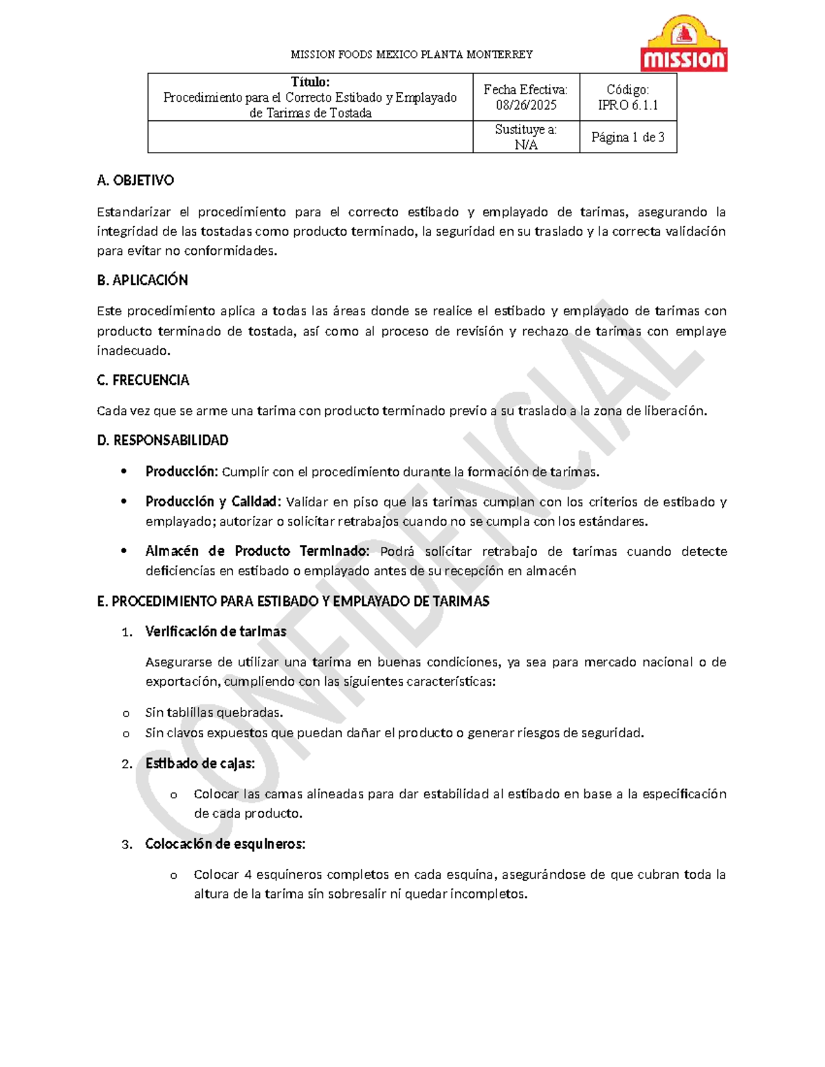 IPRO 6.1.1 Procedimiento para Estibado y Emplayado de Tarimas de ...