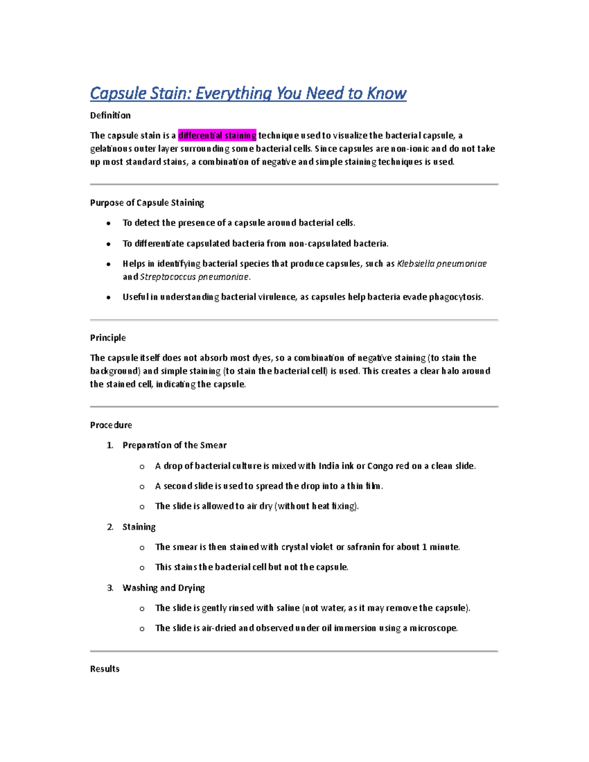Capsule Staining: A Comprehensive Guide for Microbiology (BIO 101 ...
