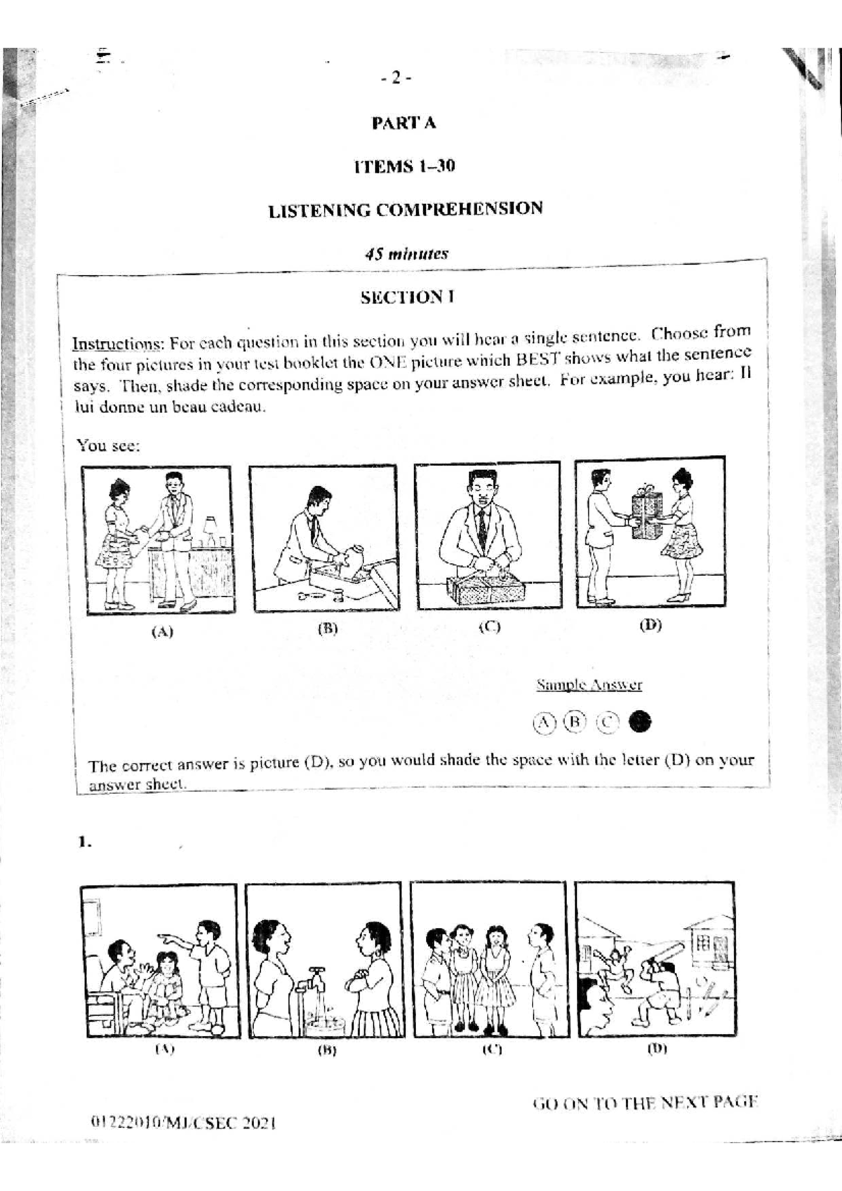 2021 CSEC French Paper 01 Listening & Reading Comprehension - Studocu