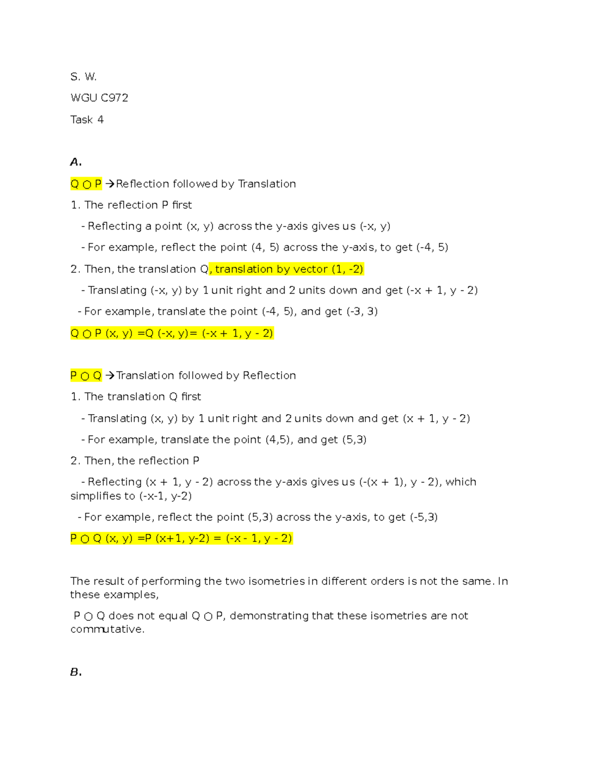 WGU C972 Task 4: Reflection and Translation Isometries Explained - Studocu