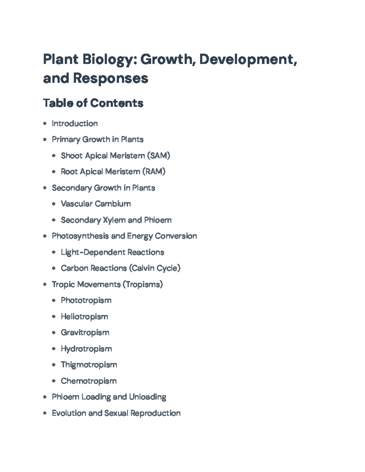 Plant Biology Overview: Growth, Development, and Responses - Plant ...