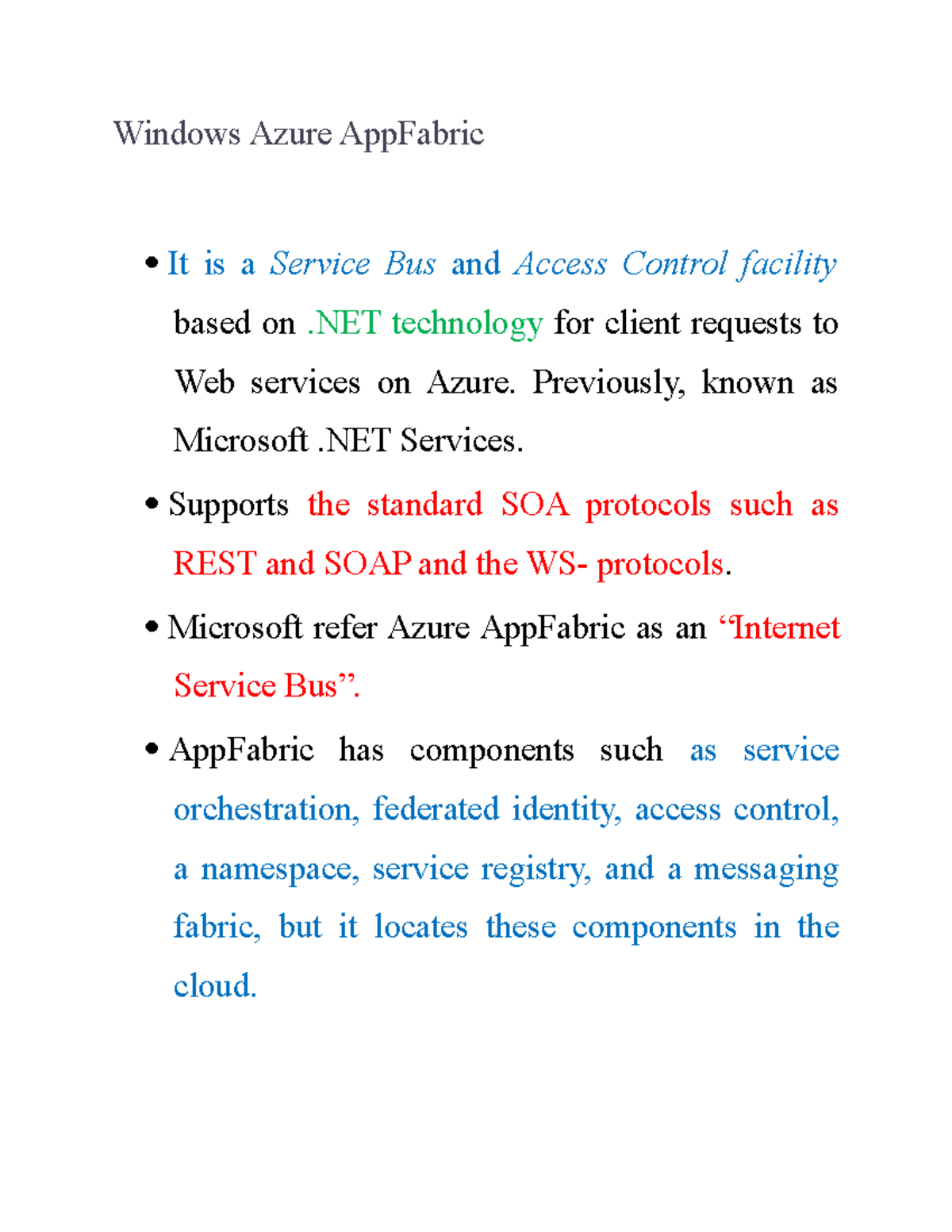 Windows Azure App Fabric Windows Azure Appfabric It Is A Service Bus And Access Control