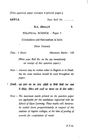 Indian Government and Politics - B. ( Prog.) DISCIPLINE SPECIFIC CORE ...