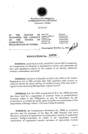 Comelec Resolution No. 10711 - Communication For Corporations ...