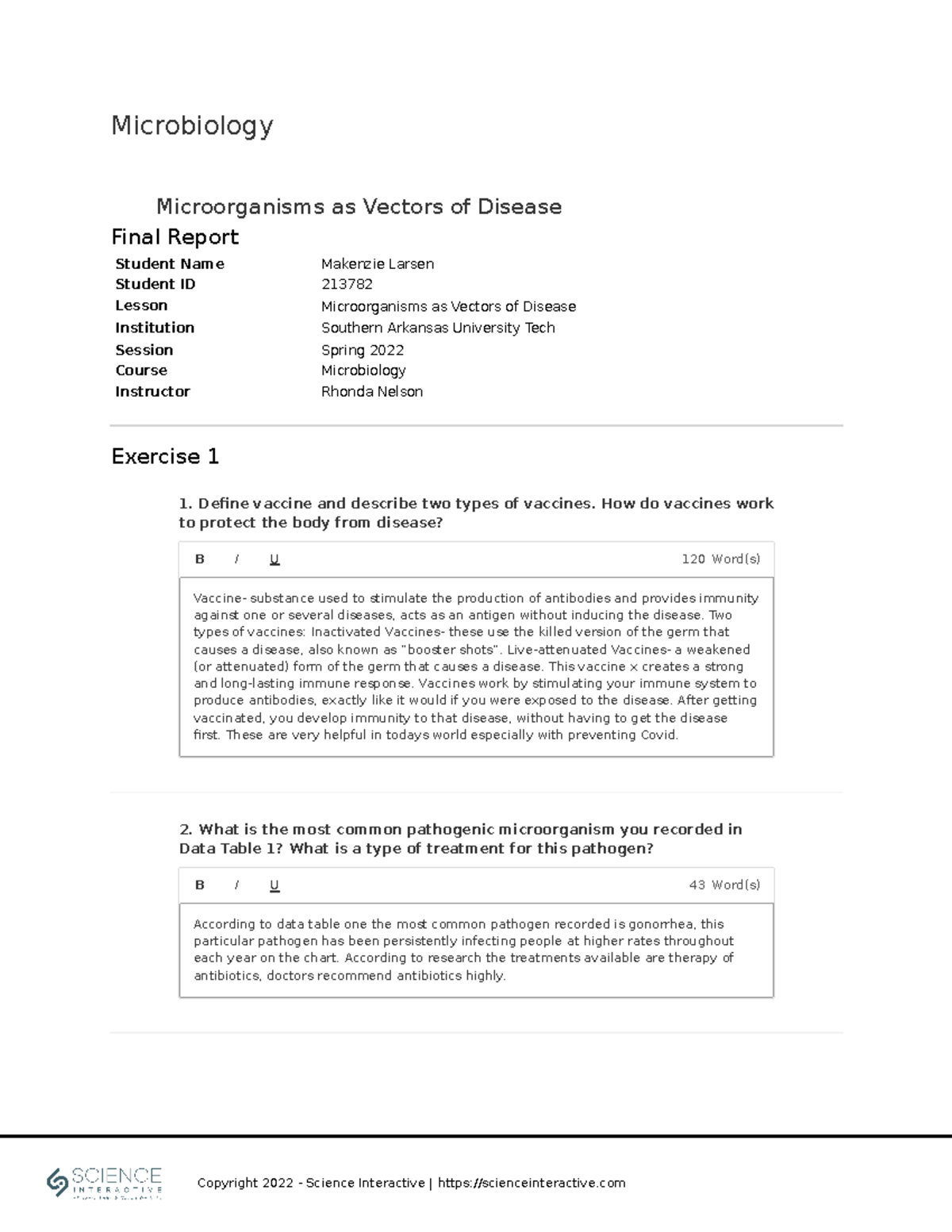 Microbiology Lesson: Microorganisms as Vectors of Disease 213782 - Studocu