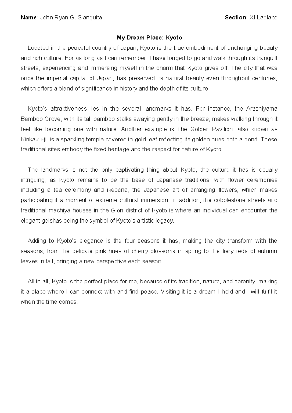 Untitled-document-2 - ssss - Name: John Ryan G. Sianquita Section: XI-Laplace My Dream Place ...