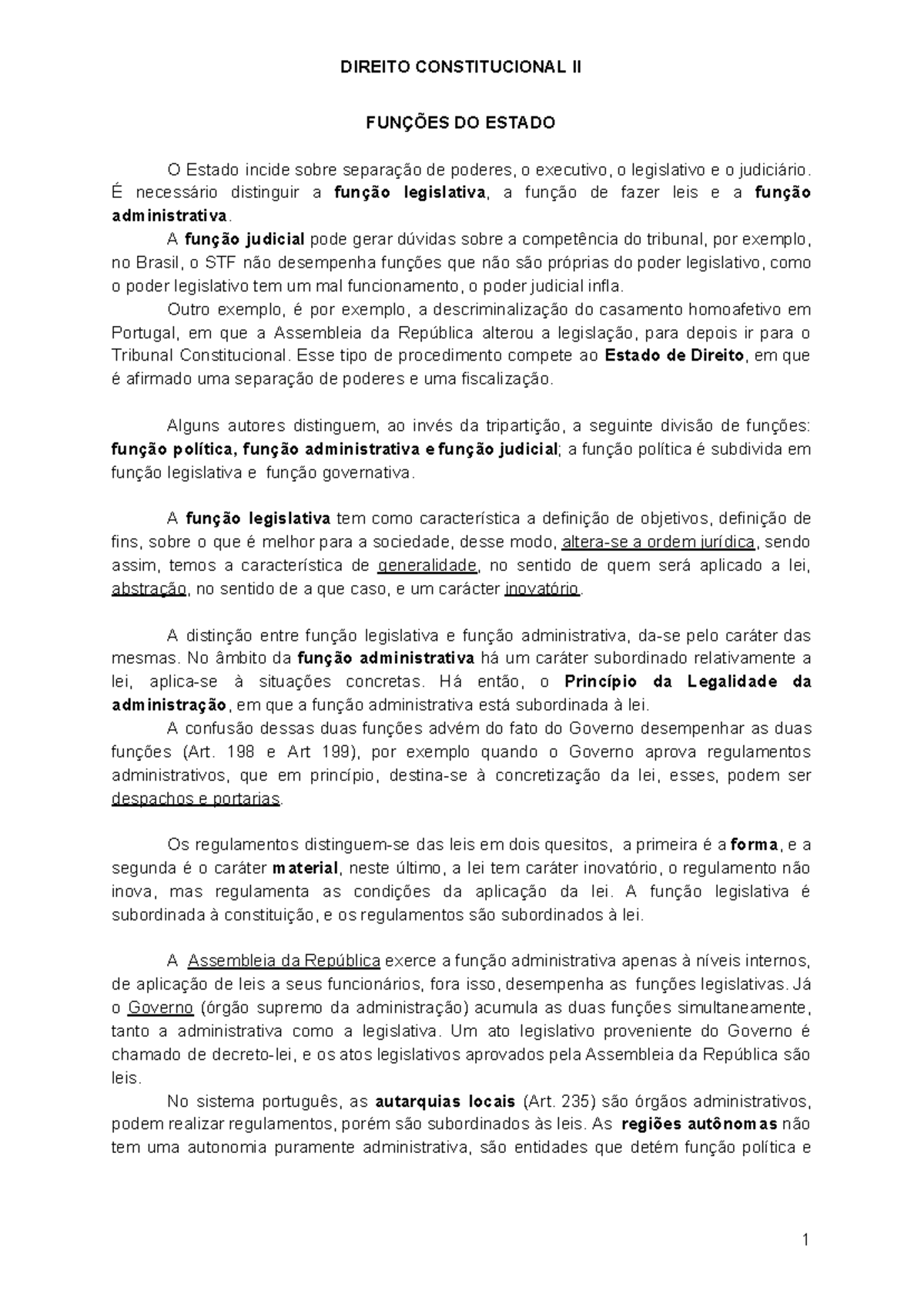 A Função do Estado em Direito Constitucional II: Poderes e Limites ...