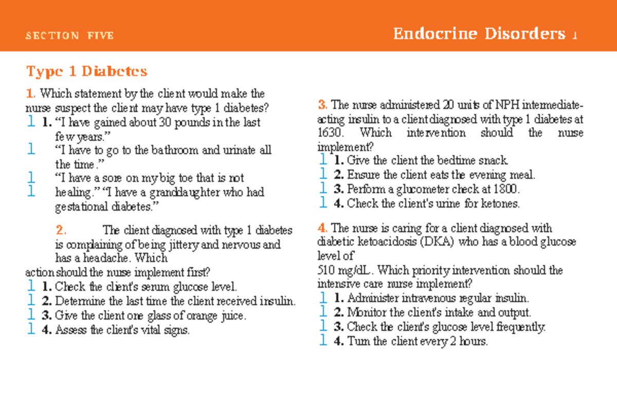 Endocrine - review questions - l l l l S E C T I O N FIVE Endocrine ...