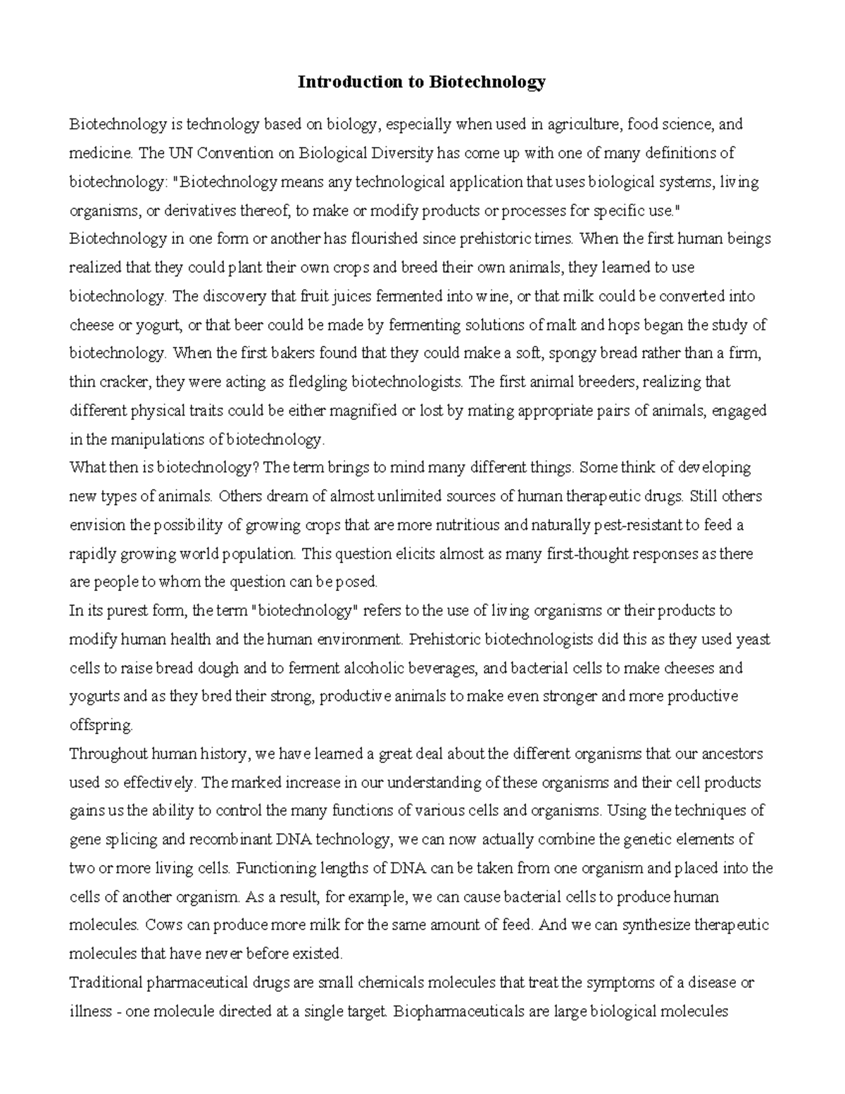 Biotechnology Overview: Applications in Medicine, Agriculture ...