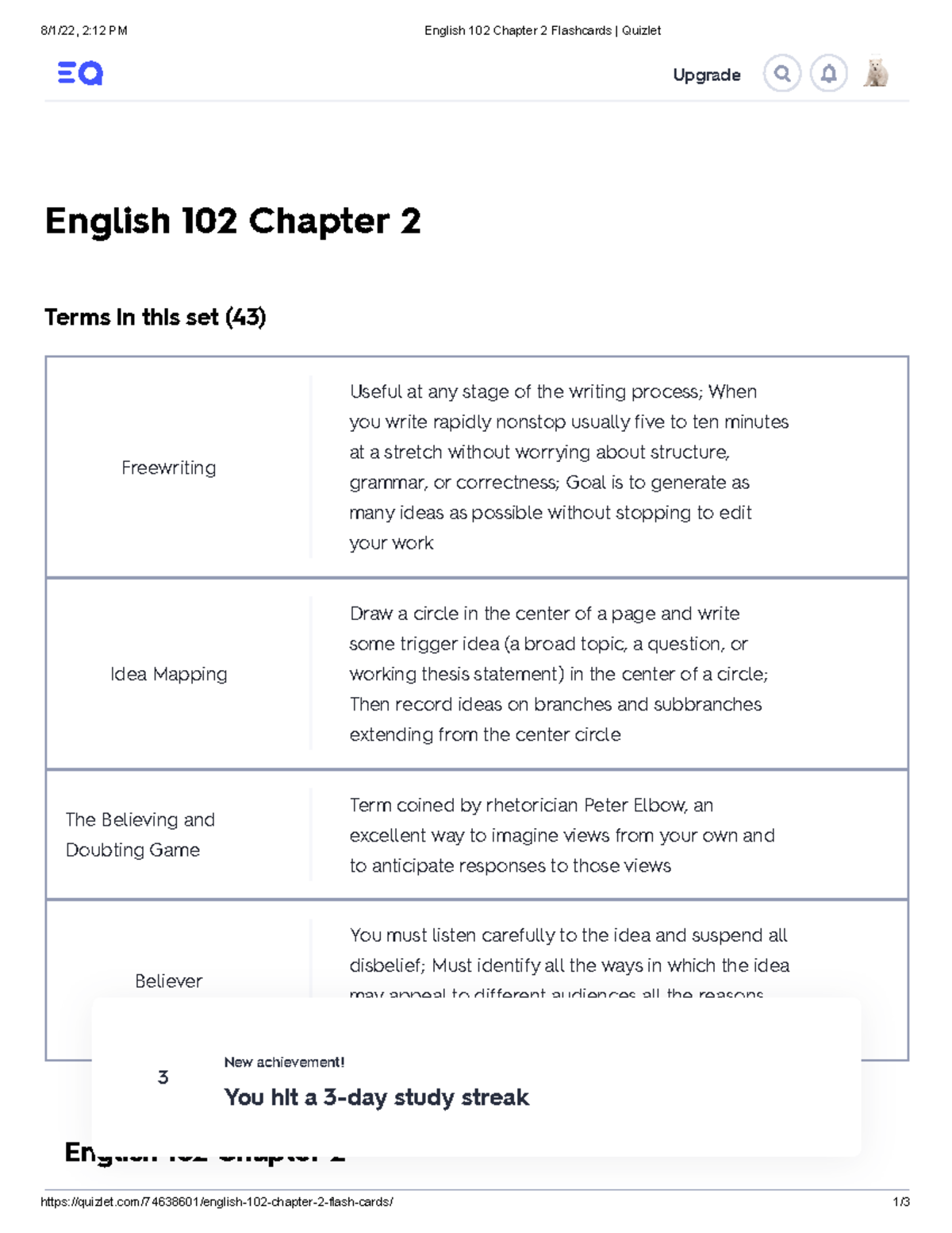 English 102 Chapter 2 Study Flashcards Overview - Studocu