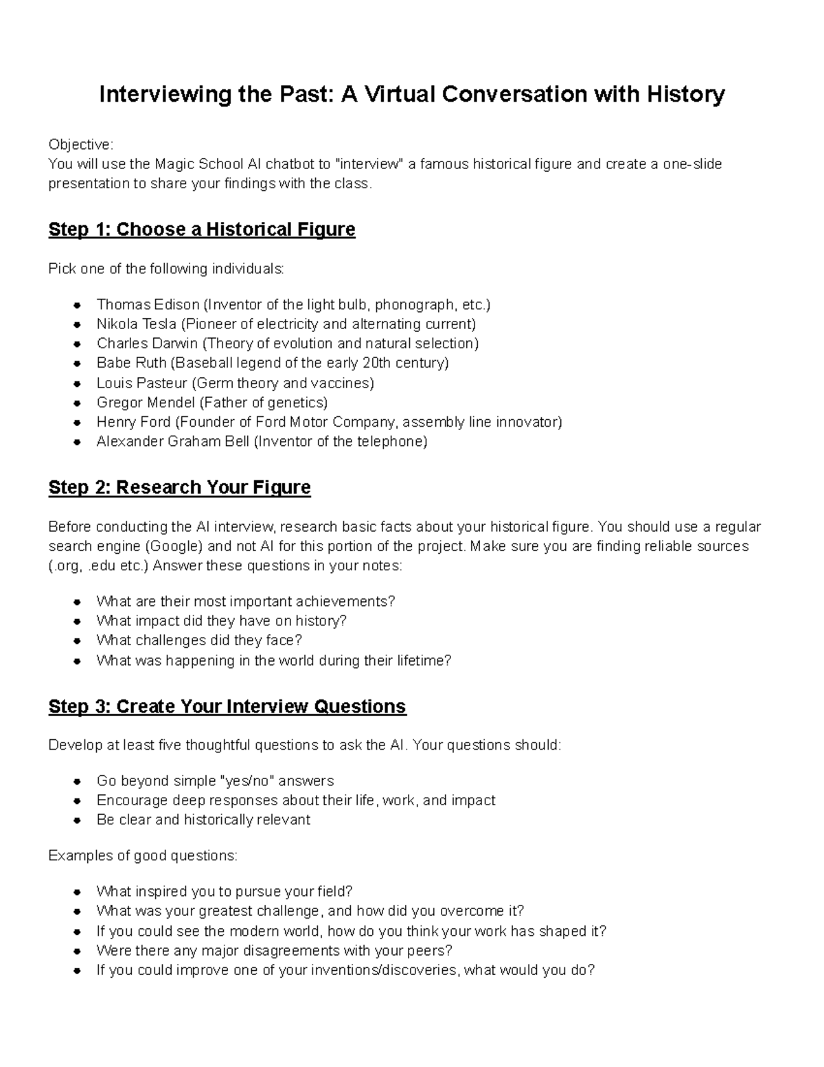 Interviewing the Past A Virtual Conversation with History ...