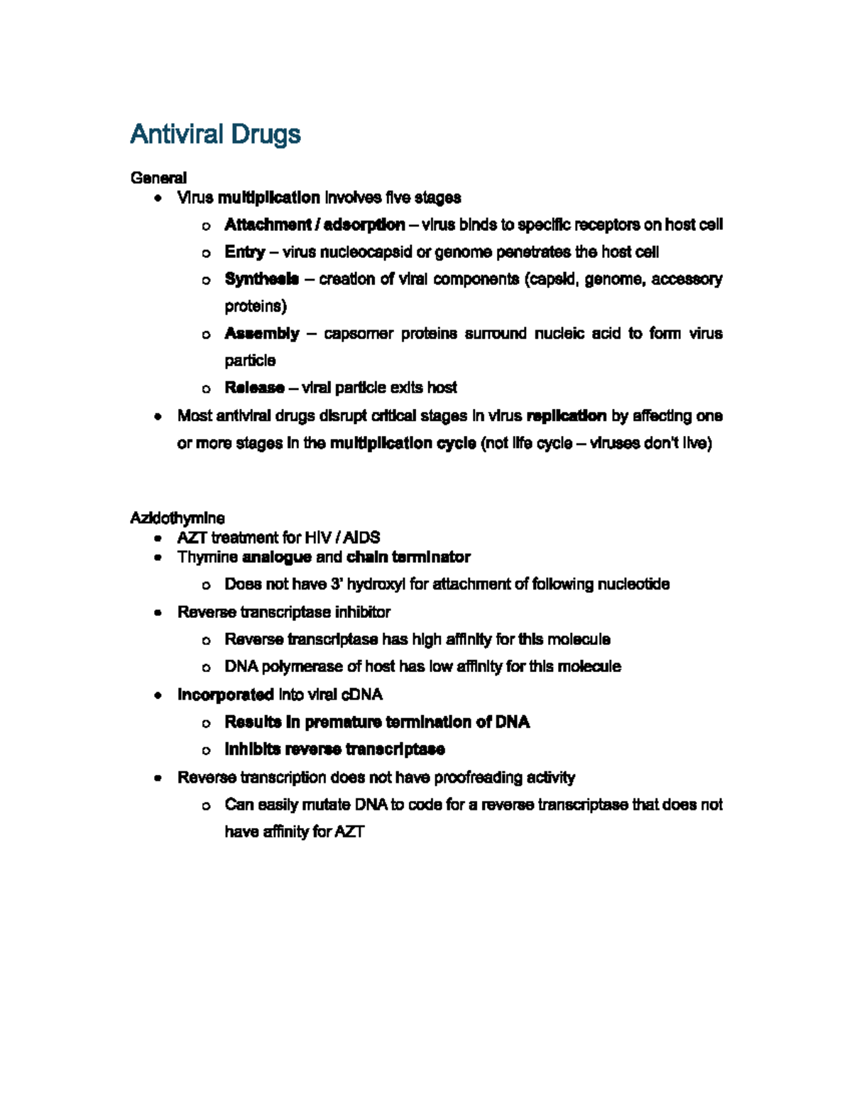 Antiviral Drugs: Mechanisms and AZT Treatment Overview (7- Antifungal ...