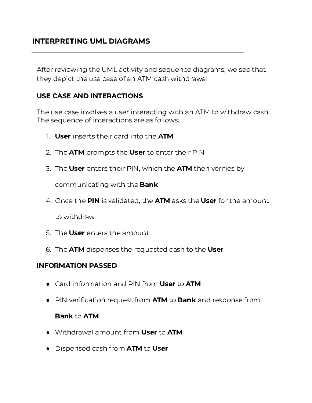 CS 255 Module 6 UML Diagrams and ATM Use Case Interpretation - Studocu