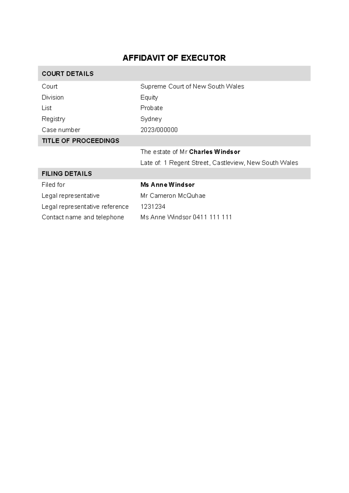 UCPR Form 118 V3 - Notes on Affidavit of Executor in Probate Case - Studocu