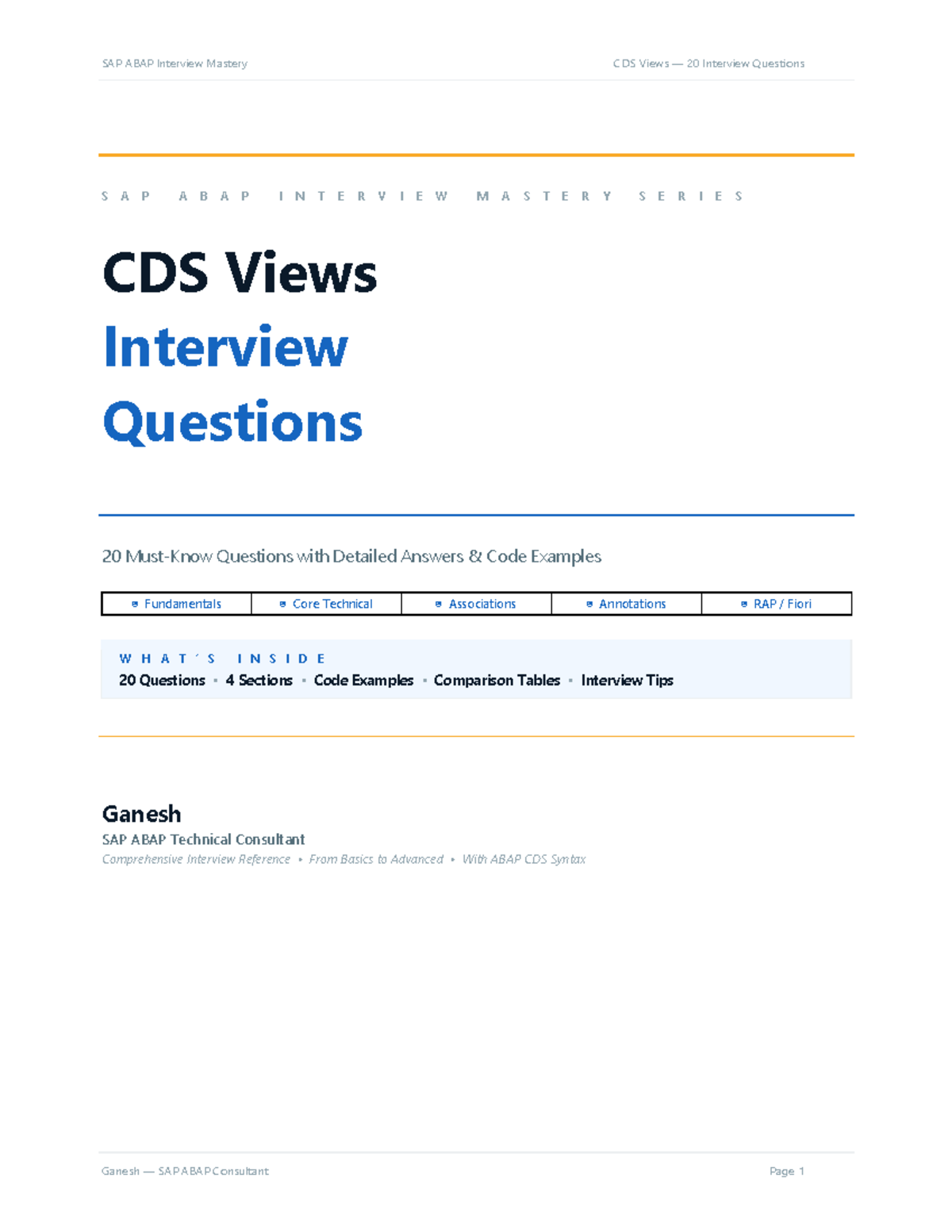 SAP ABAP CDS Views Interview Mastery: 20 Essential Questions & Answers ...