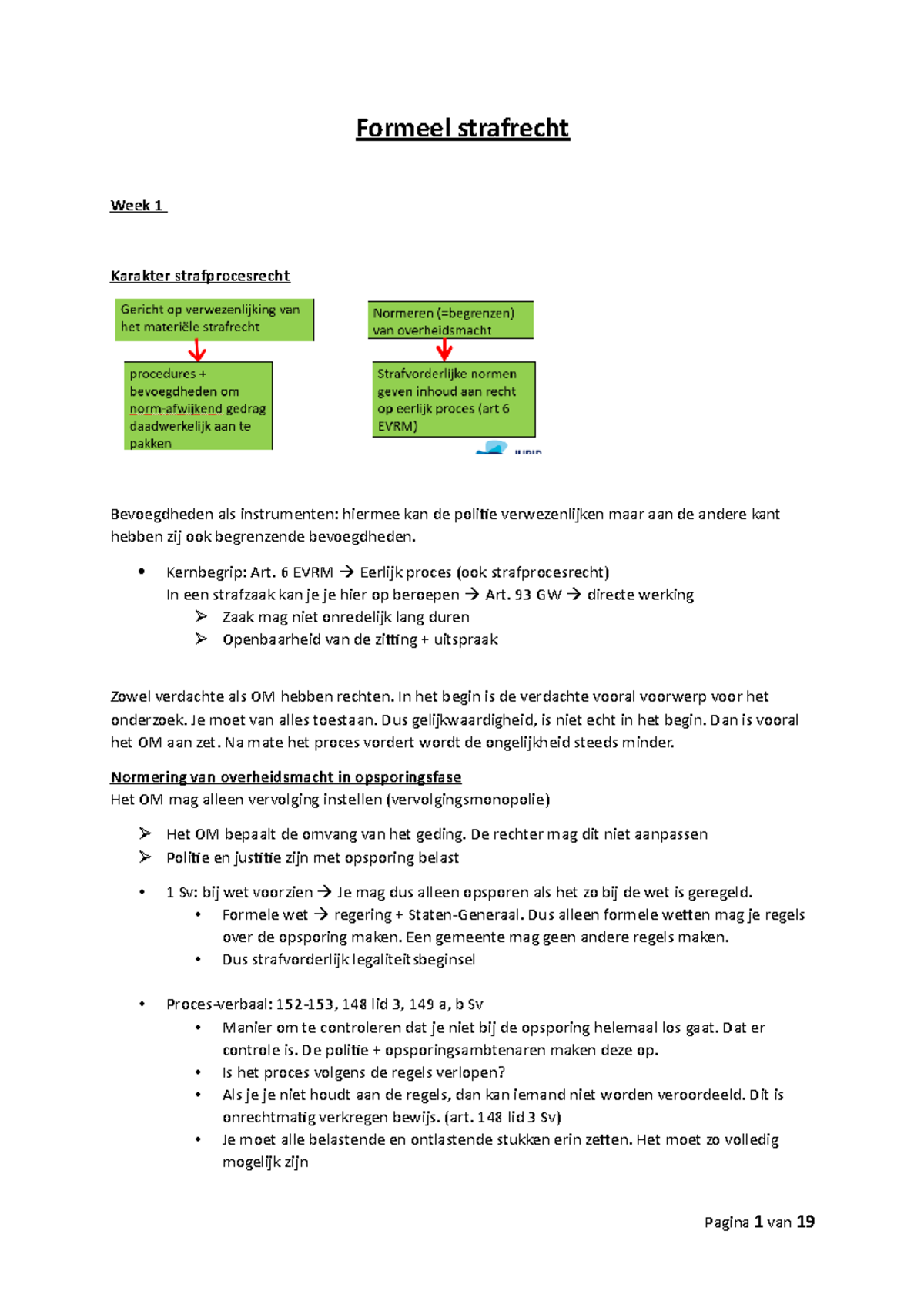 Hoorcollege formeel strafrecht - Formeel strafrecht Week 1 Karakter ...