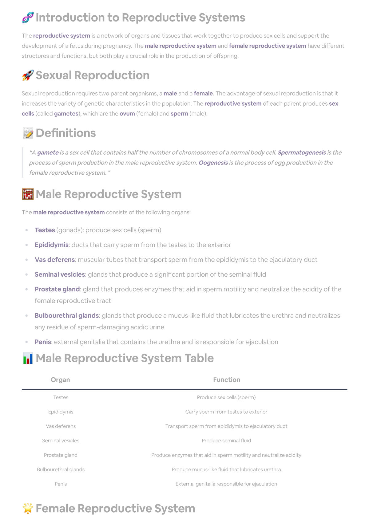 Anatomy and Physiology 1 - Reproductive System - Introduction to ...