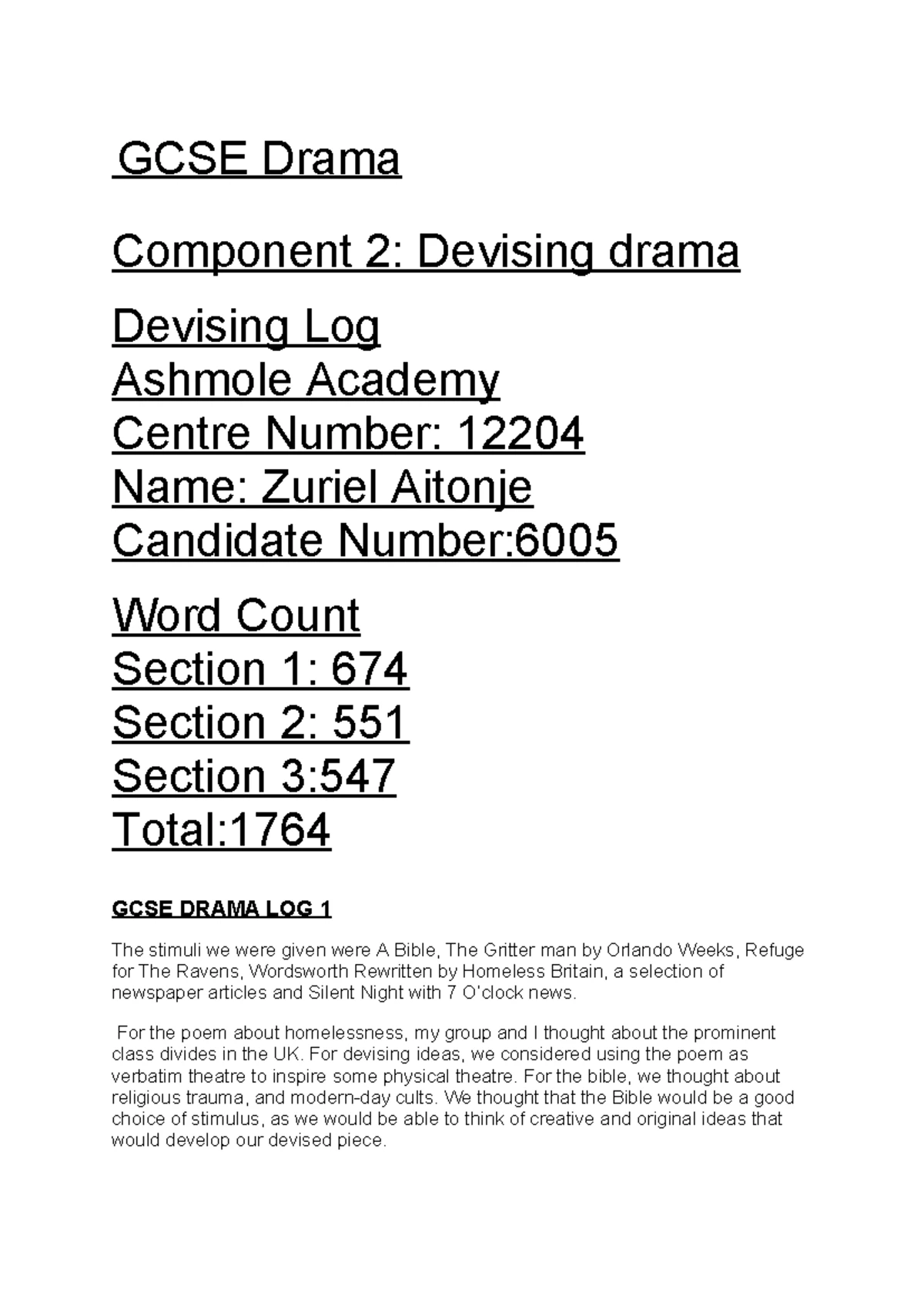 AQA GCSE Drama - Comprehensive Revision Guide for Component 1 - Studocu