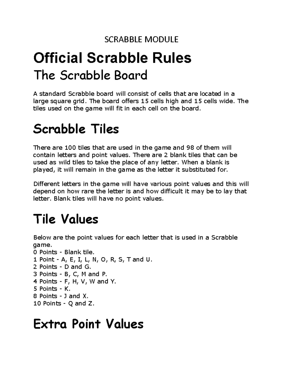 Scrabble Module: Official Rules and Gameplay Instructions - Studocu