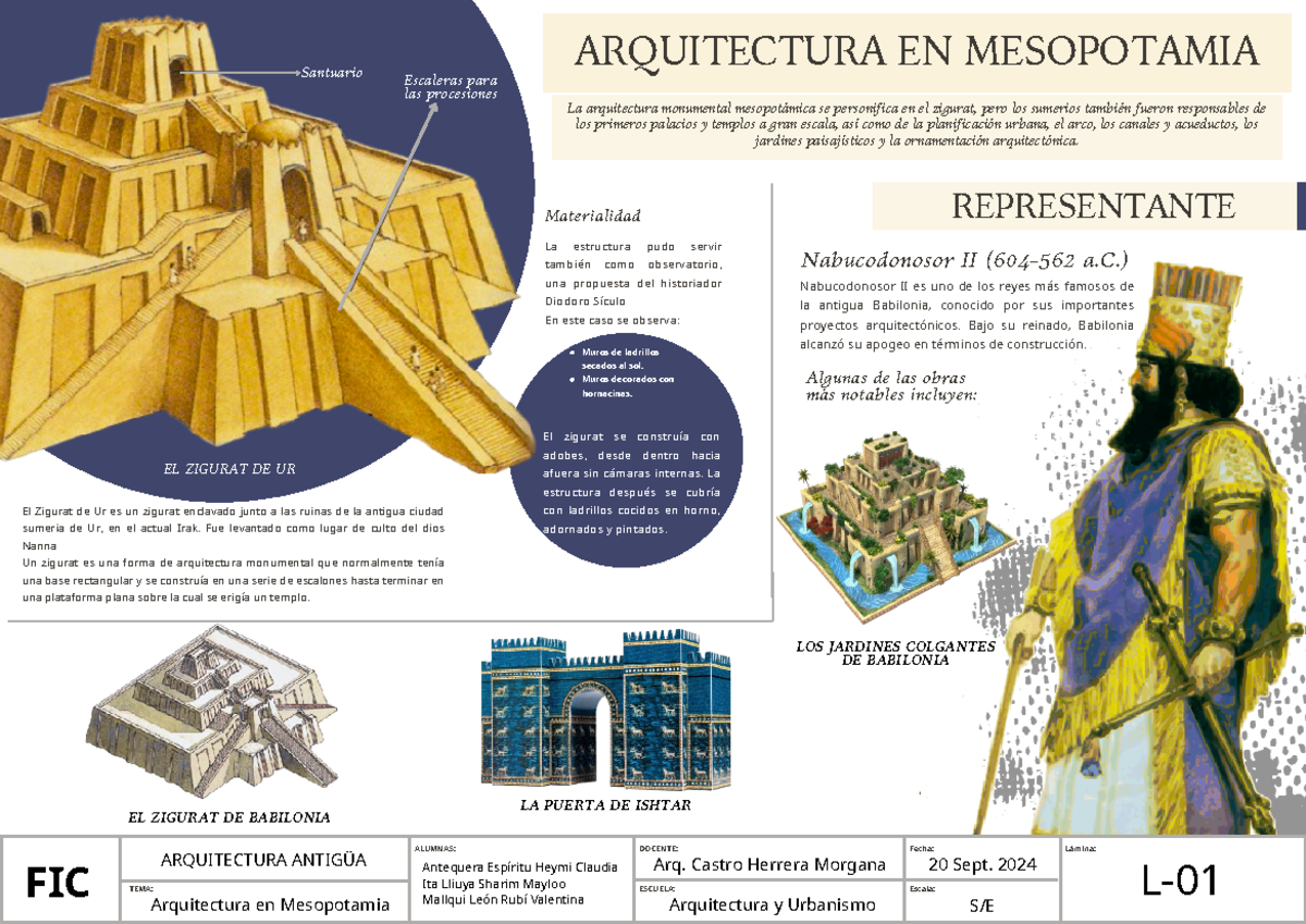 Infografía Arq. Mesopotamia - REPRESENTANTE EL ZIGURAT DE UR El Zigurat de Ur es un zigurat ...