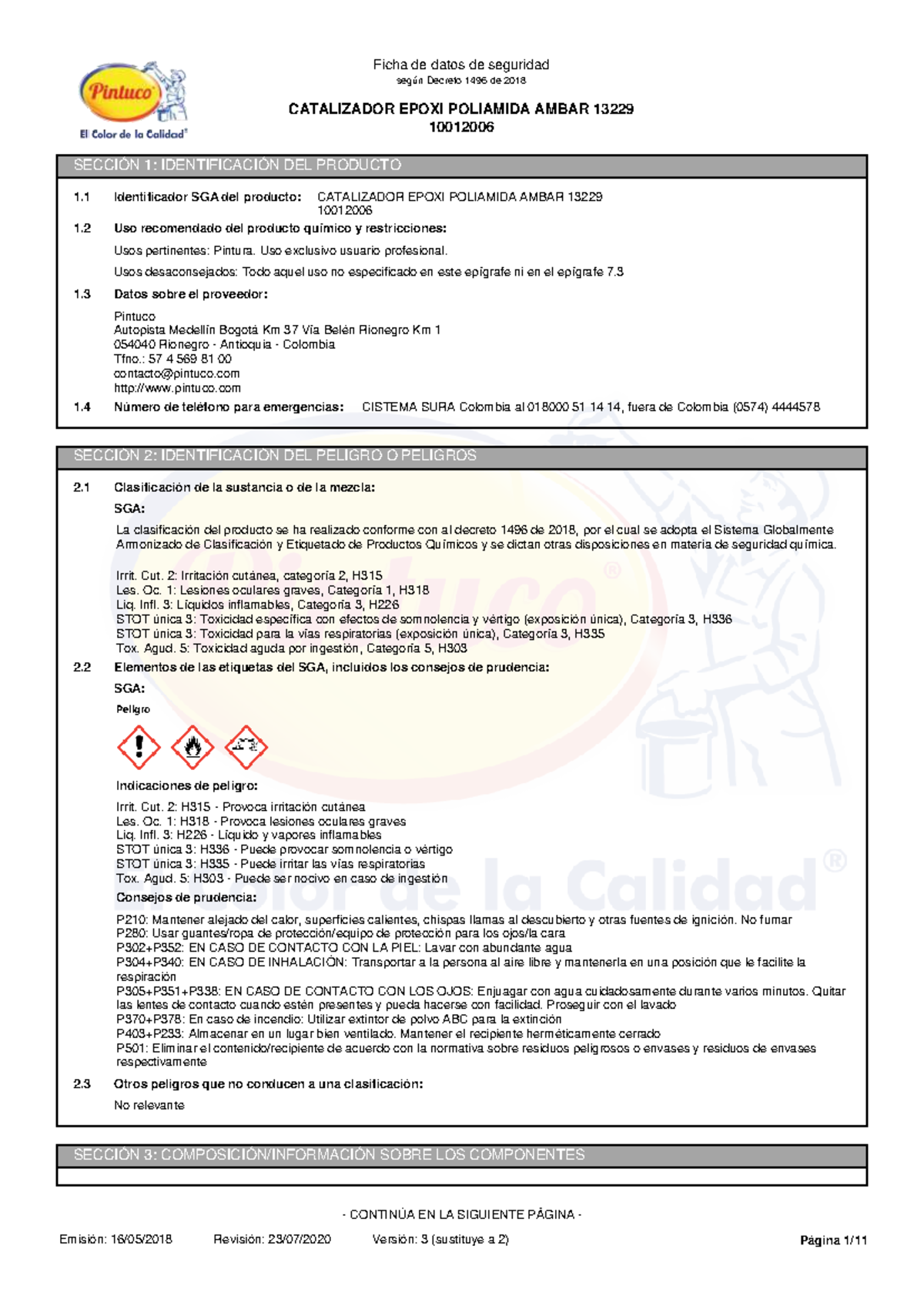 Fds-Catalizador Epoxi Poliamida Ambar 13229 - Ficha de Seguridad ...