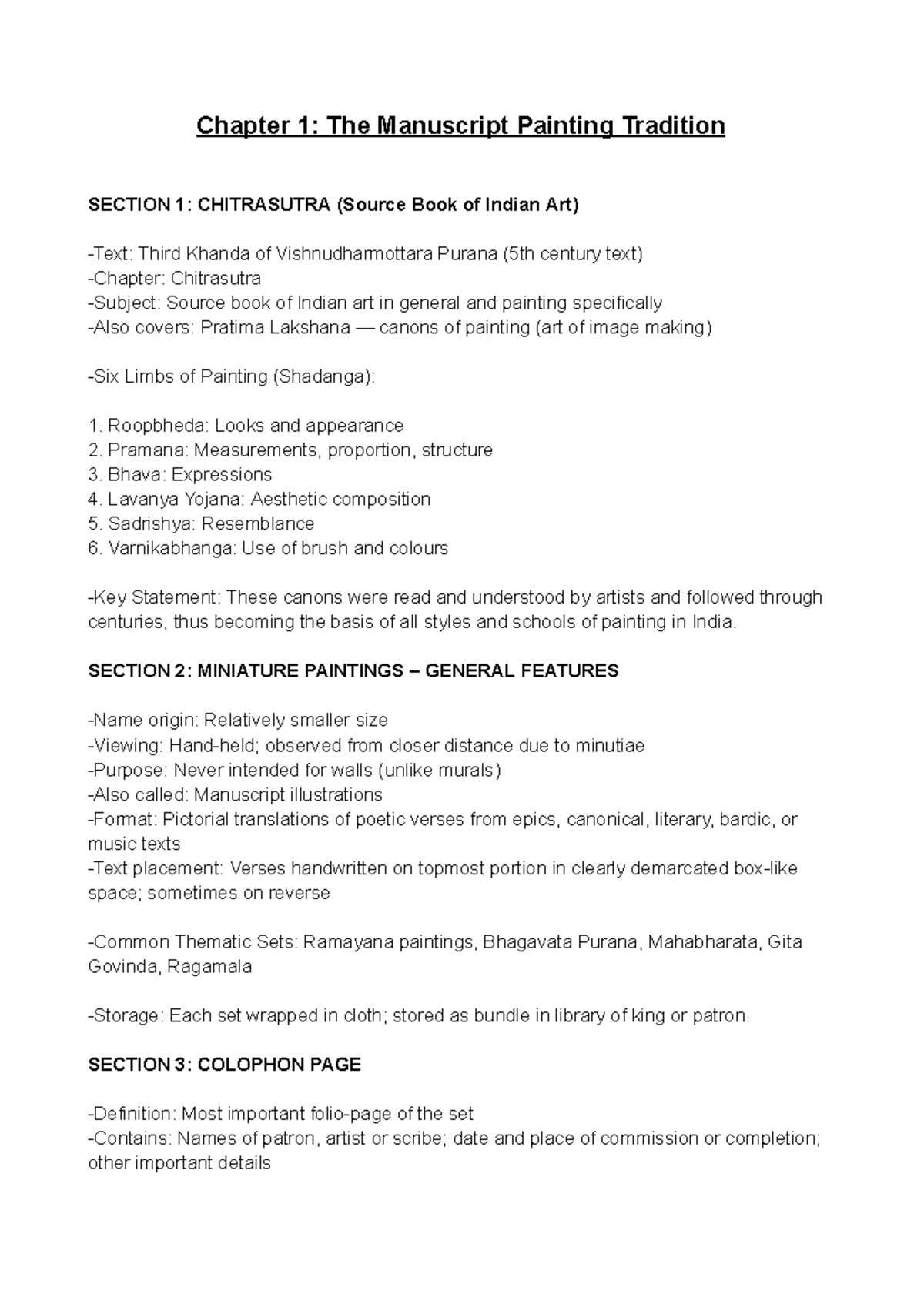 Chapter 1: Manuscript Painting Tradition in Indian Art (FA101) - Studocu