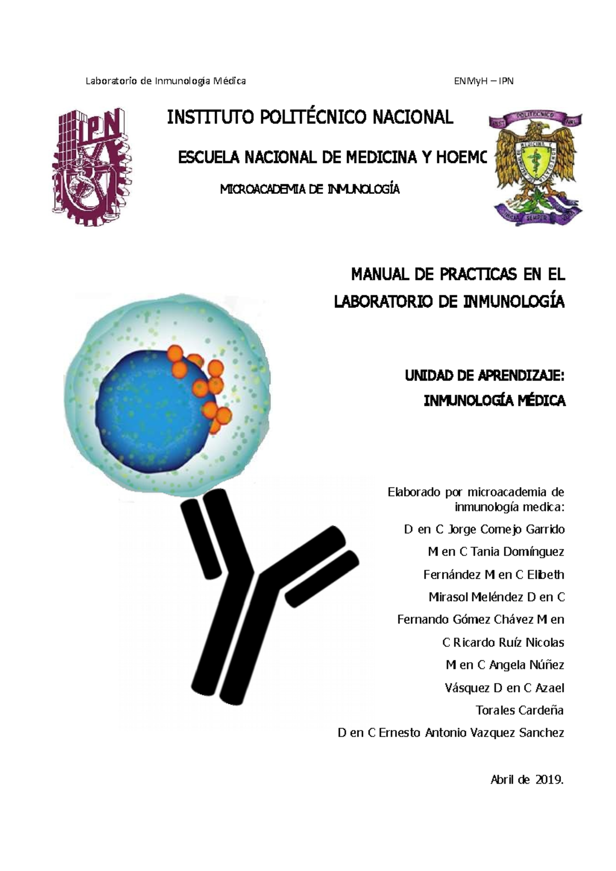 Manual de Prácticas de Inmunología Médica - ENMyH IPN - Studocu