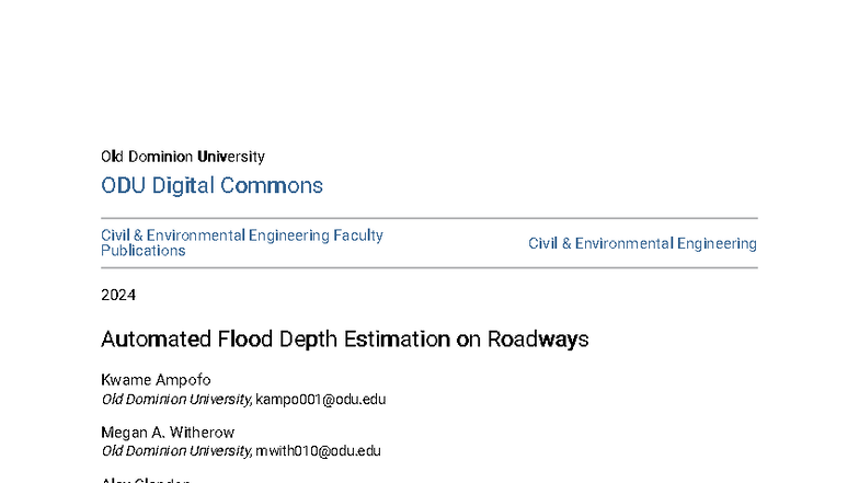 Automated Flood Depth Estimation on Roadways - CE 2024 - Studocu