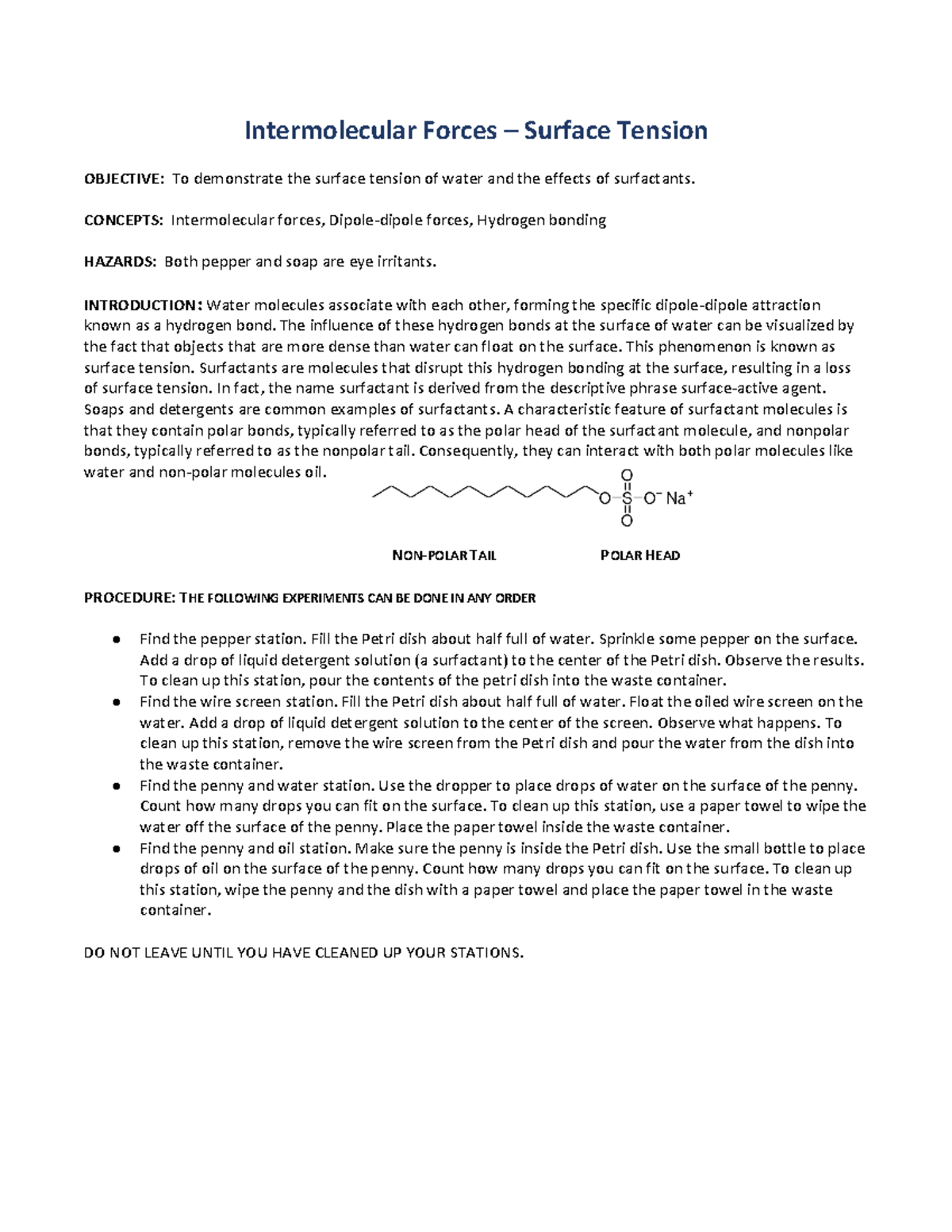 9-Surface Tension - Lab 9 - Intermolecular Forces – Surface Tension ...