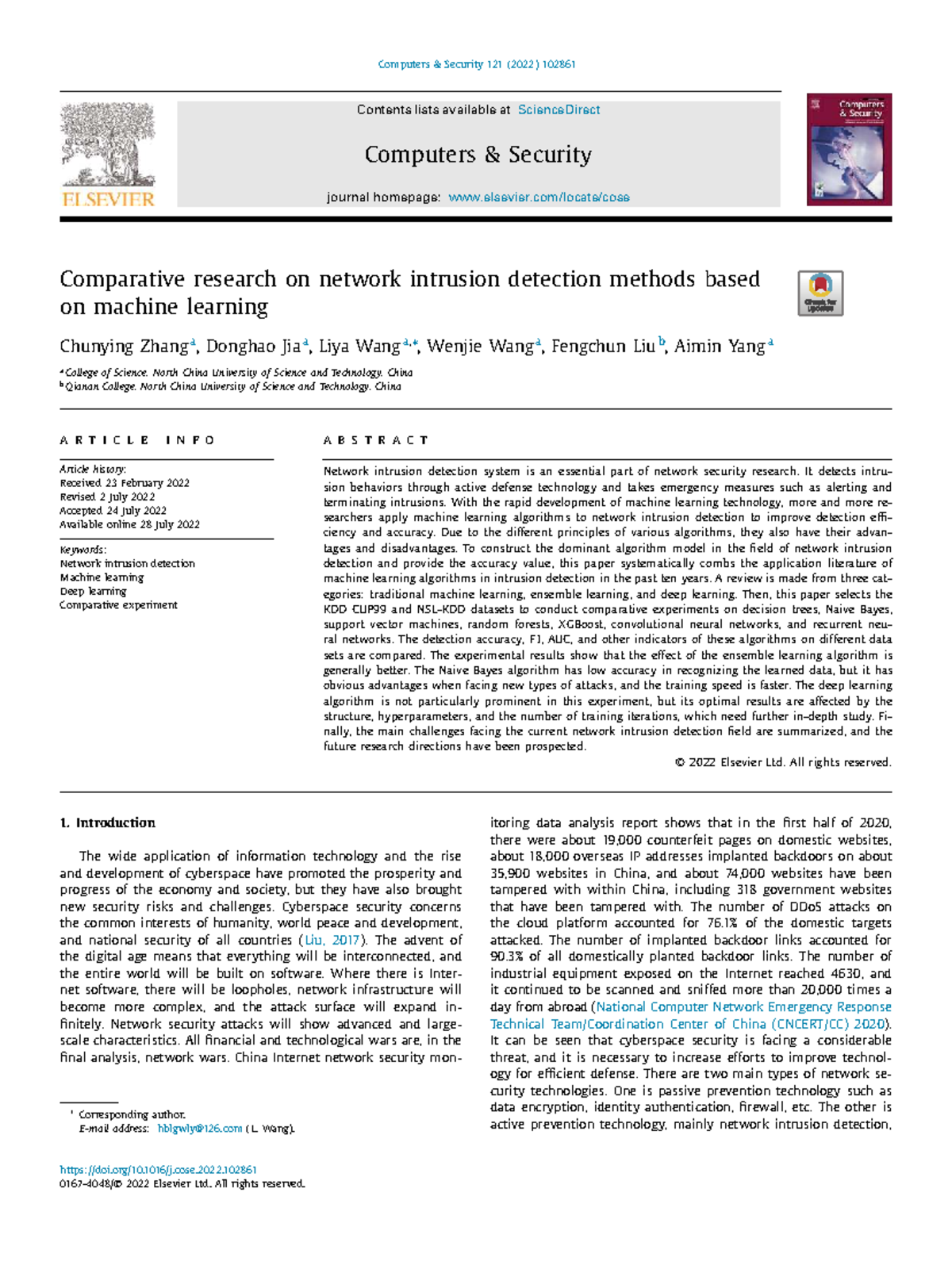 **Title: Comparative Study of ML-Based Network Intrusion Detection ...