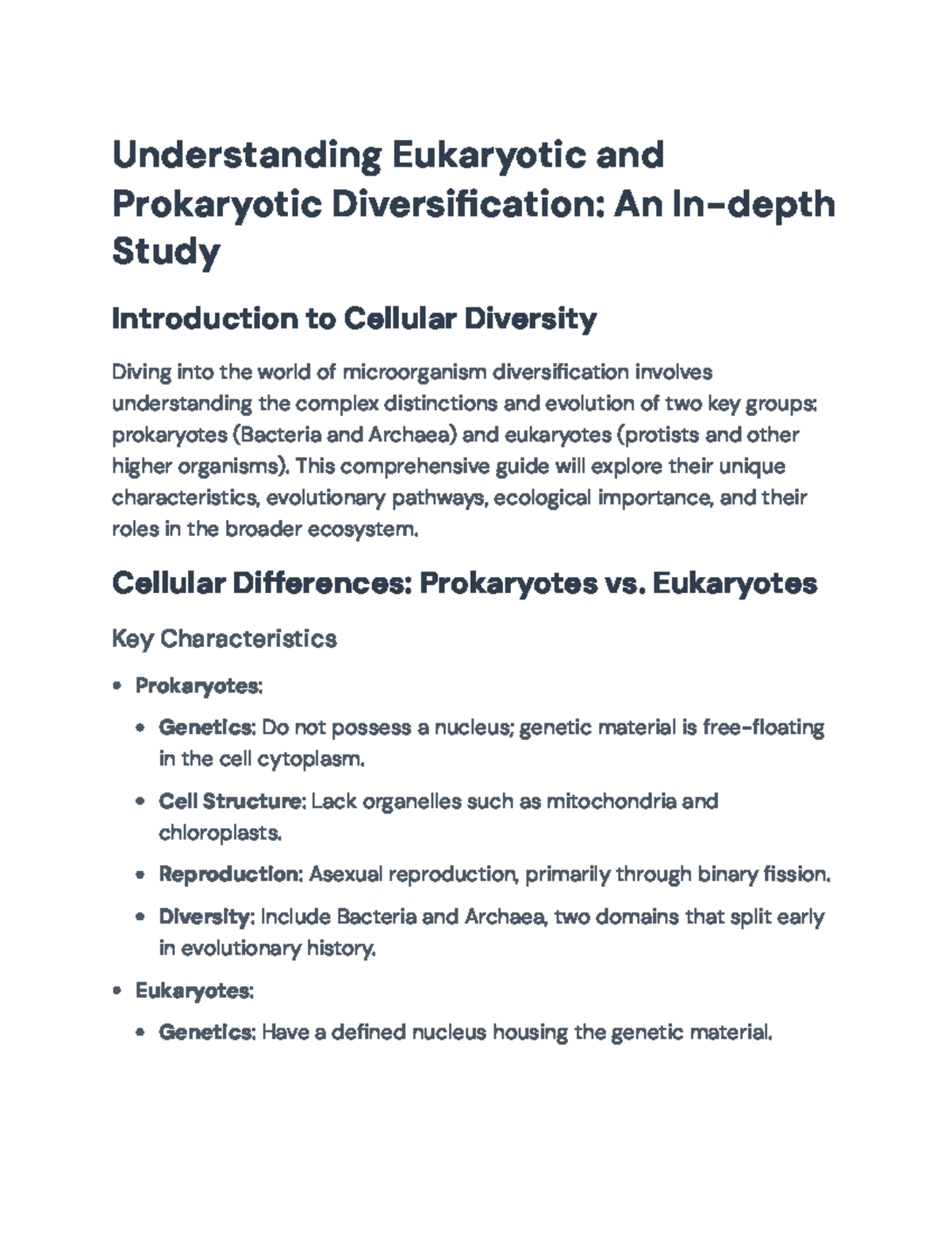 Understanding Eukaryotic & Prokaryotic Diversification: A Study Guide ...