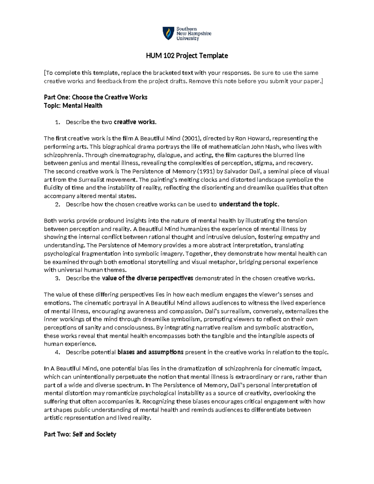 HUM 102 Project: Exploring Mental Health Through Art - Studocu