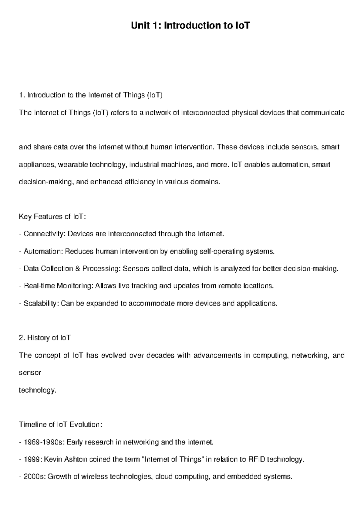 Introduction to IoT - Unit 1: Introduction to IoT Introduction to the ...