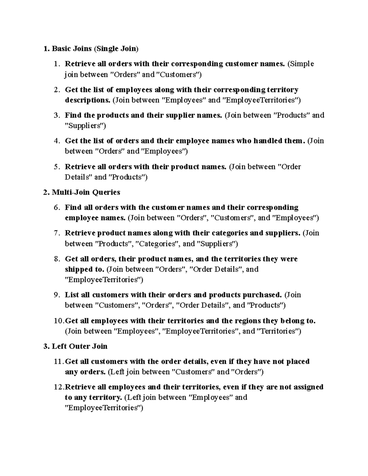 Northwind Database Joins: Comprehensive Guide to SQL Queries - Studocu