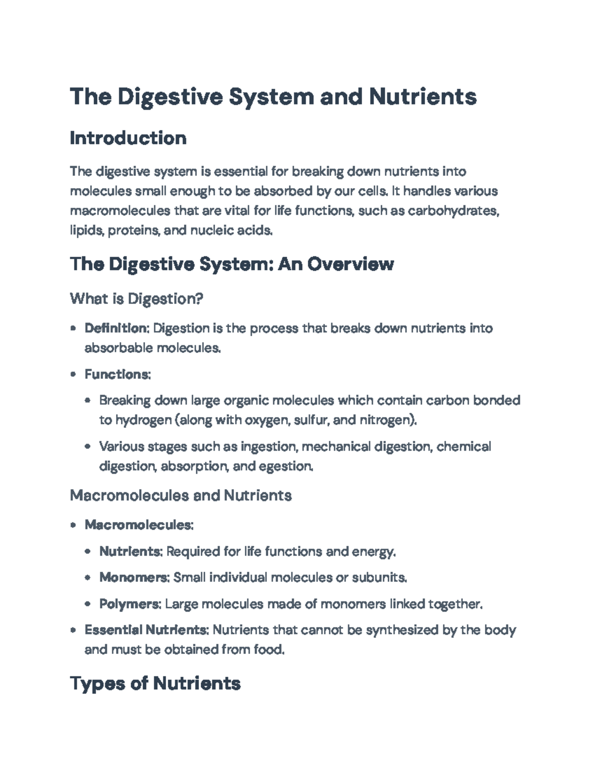 Understanding the Digestive System and Nutrient Breakdown - The Digestive System and Nutrients ...