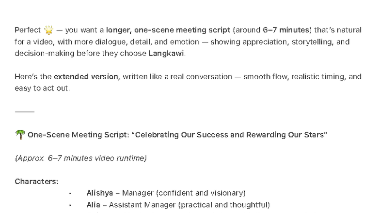 3D1N Reward Trip Meeting Script: Celebrating Success in Langkawi - Studocu