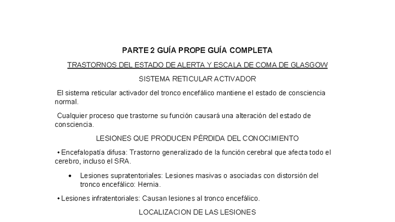 Guía Completa de Trastornos del Estado de Alerta y Escala de Coma ...