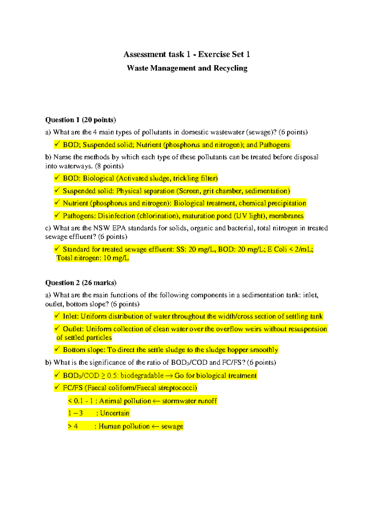 Assessment 1-Exercise Set 1 - brief solution-1 - Assessment task 1 ...