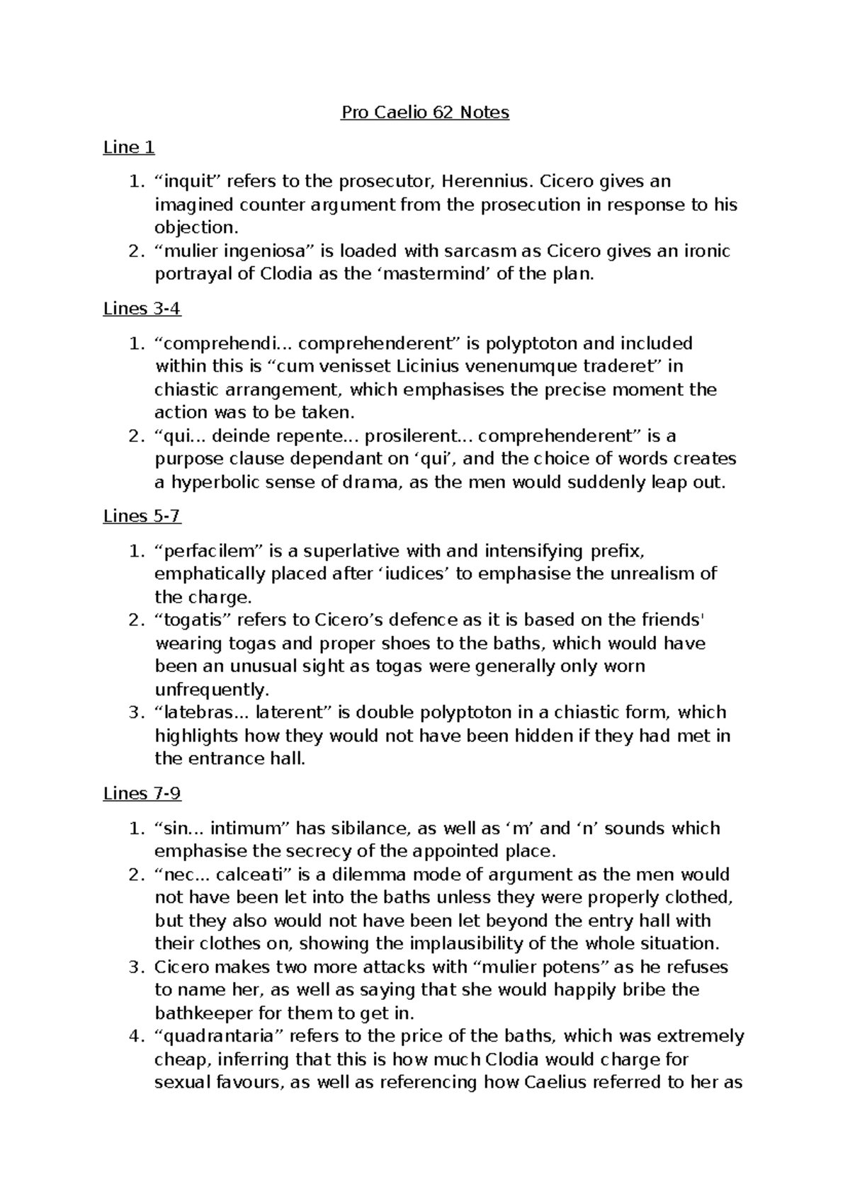 PC 62 Pro Caelio Notes: Sarcasm, Rhetoric, and Argument Analysis - Studocu